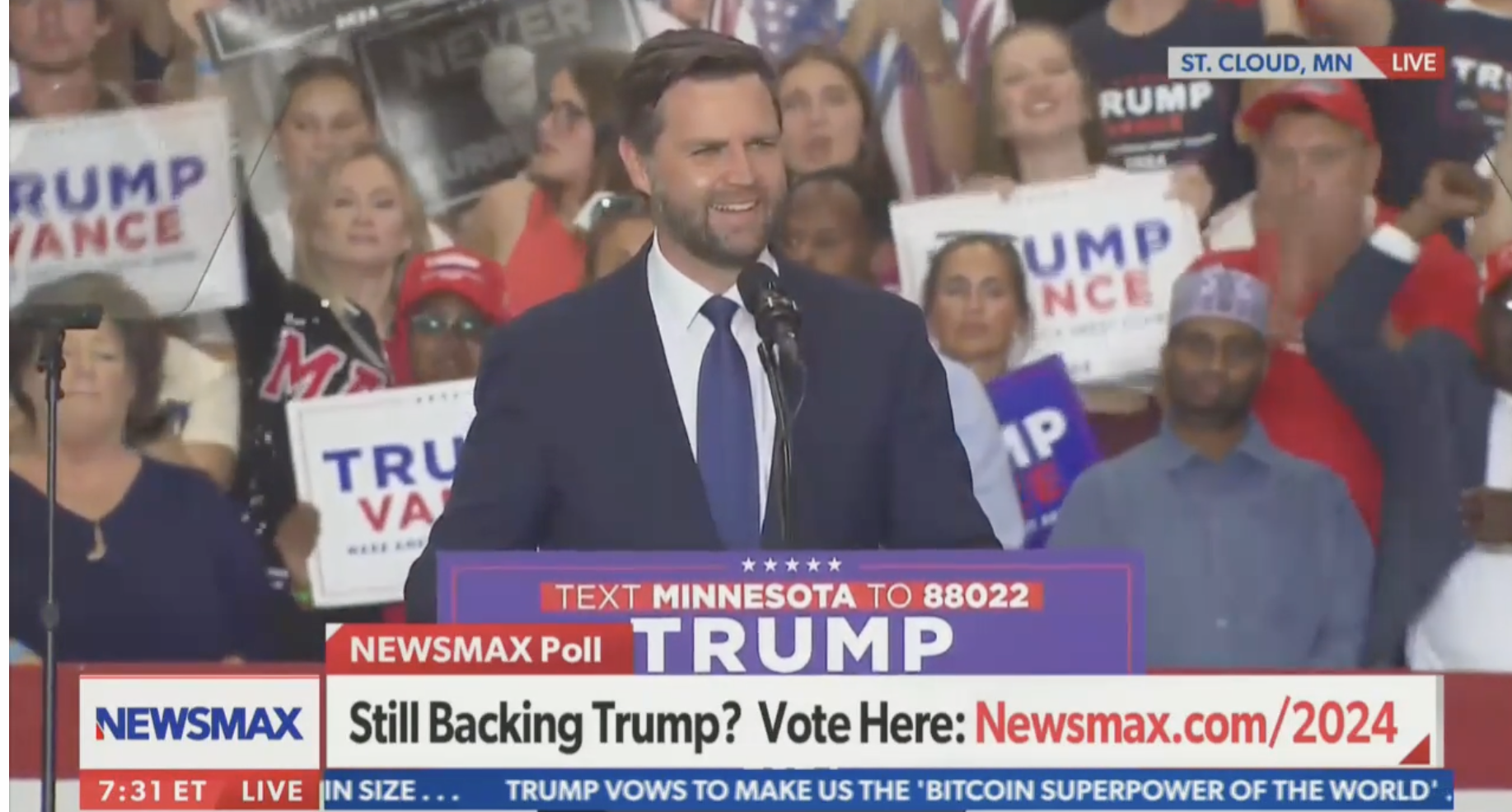 JD Vance Defends Trump Supporters Booing Media at MN Rally