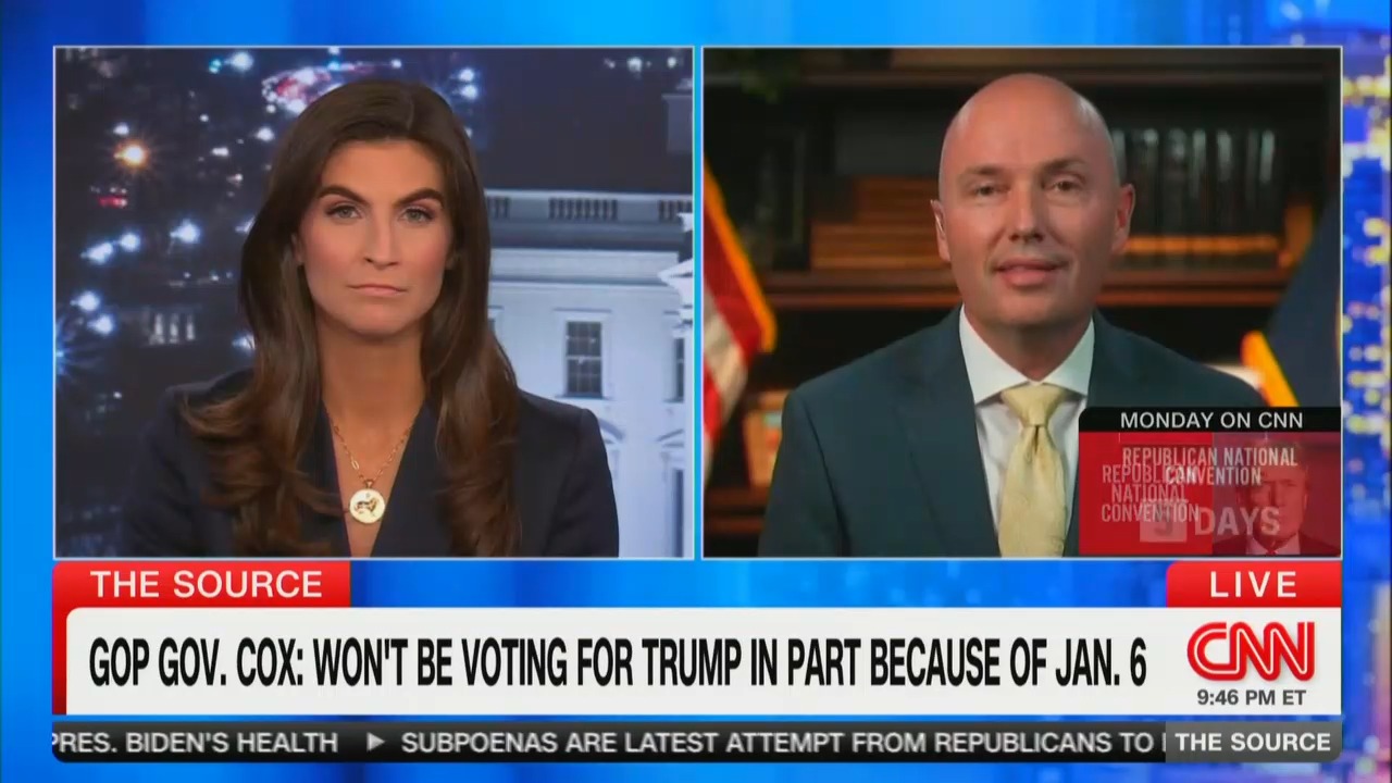 GOP Governor Spencer Cox Declares He's Not Voting for Trump