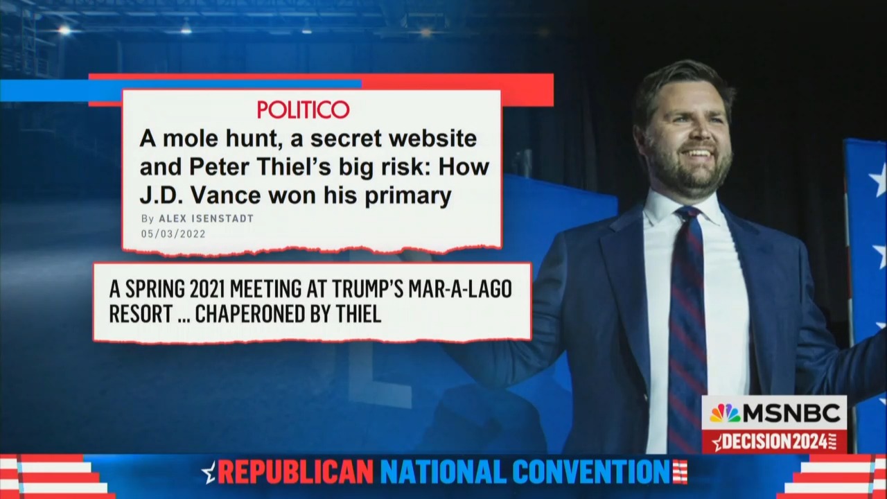 Maddow Rips Into JD Vance's Past And Peter Thiel Connection