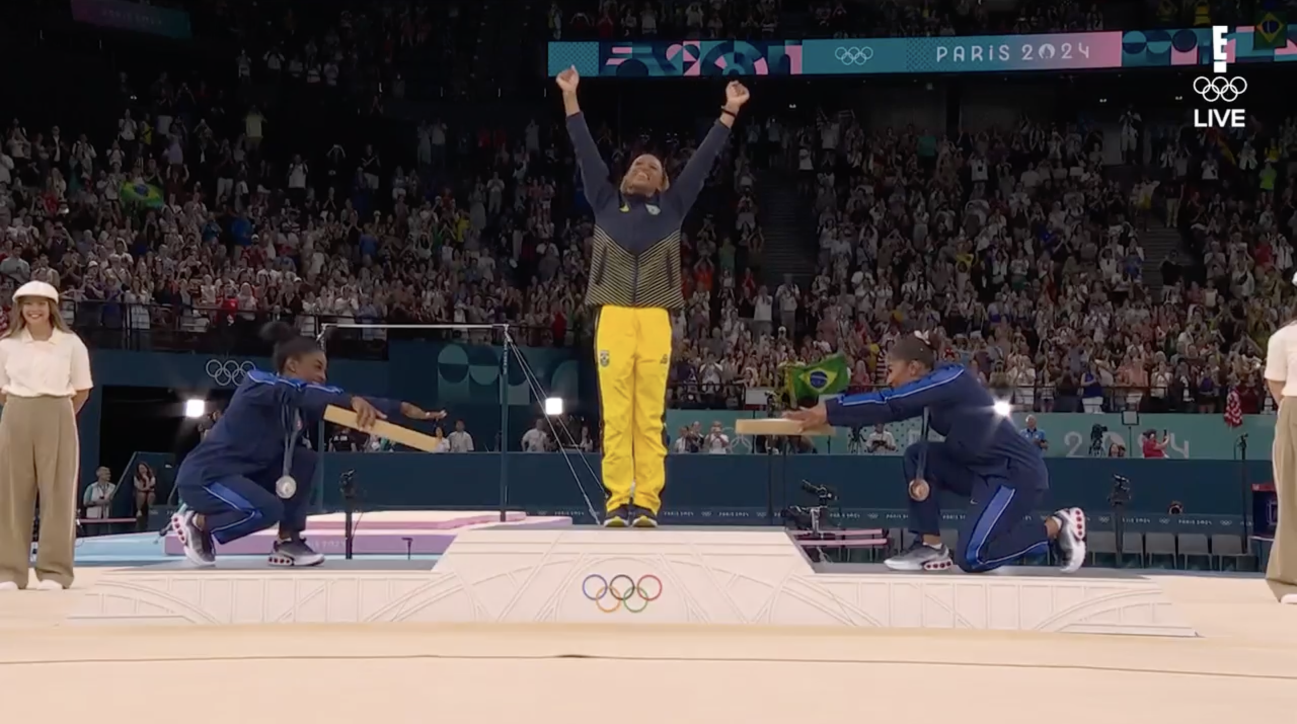 U.S. Gymnasts Bow to Brazil's Rebeca Andrade After Her Win