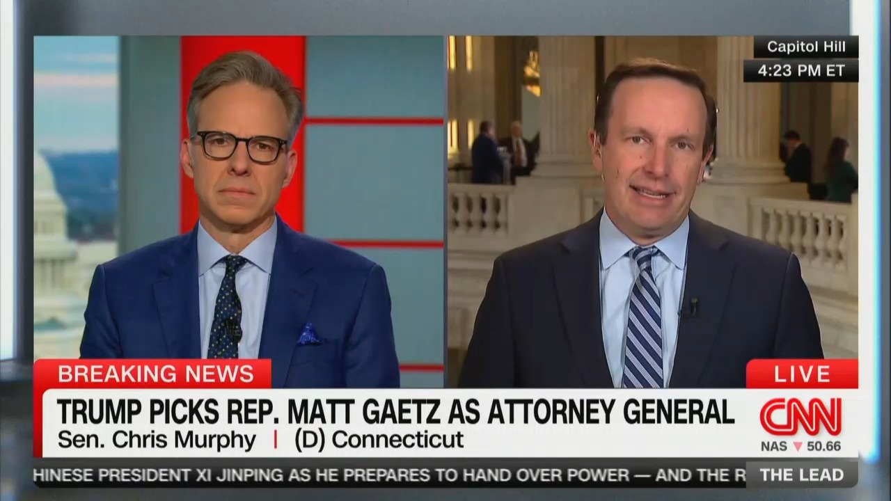 Chris Murphy Calls Trump's Matt Gaetz Nom a Red Alert Moment