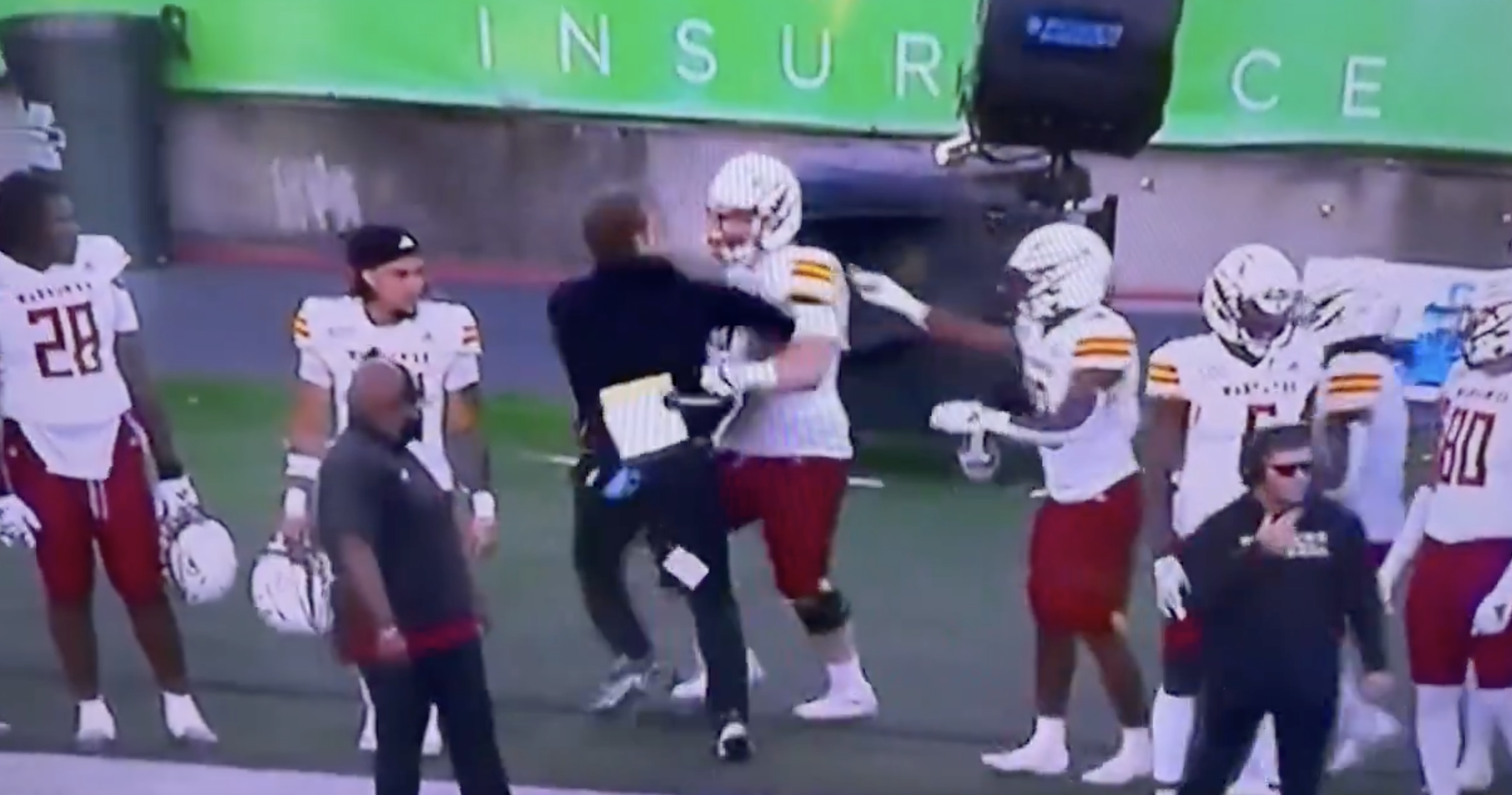 VIDEO: ULM Coach Cameron Blankenship Shoves Drew Hutchinson
