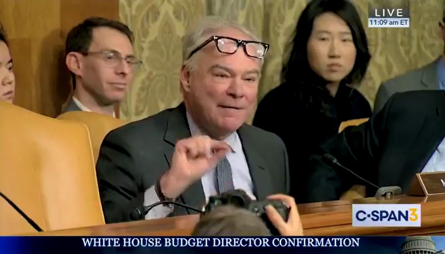 Tim Kaine Battles Russell Vought Over Past Comments