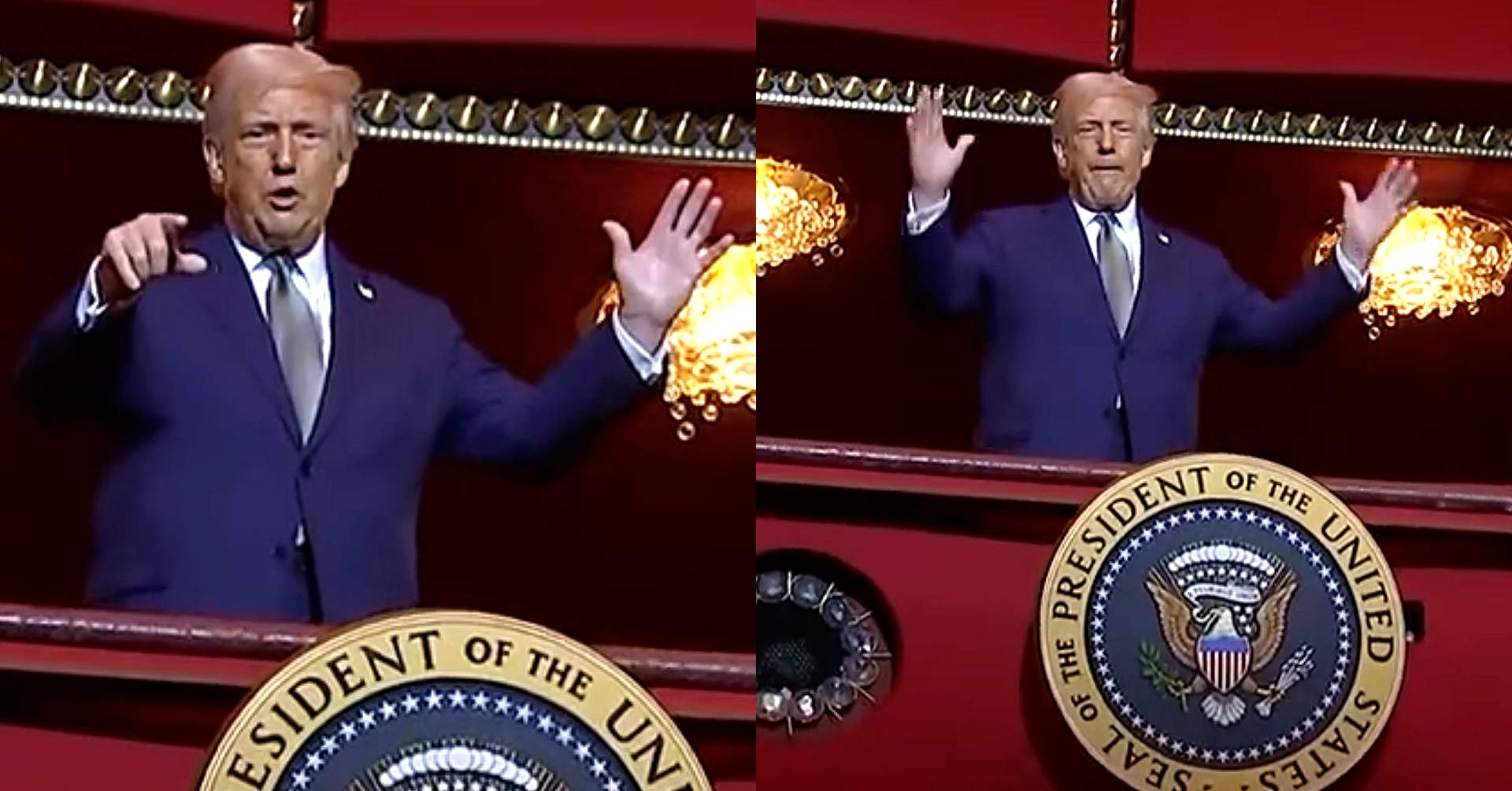 Trump Directs Reporters to Photograph Balcony 'Evita' Pose