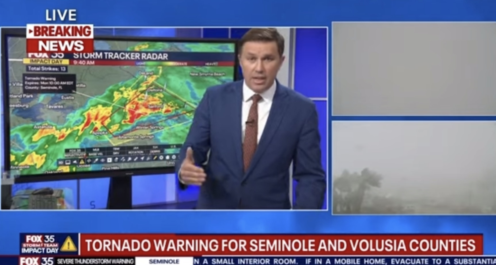 Tornado Slams Florida TV Station During Live Weather Report