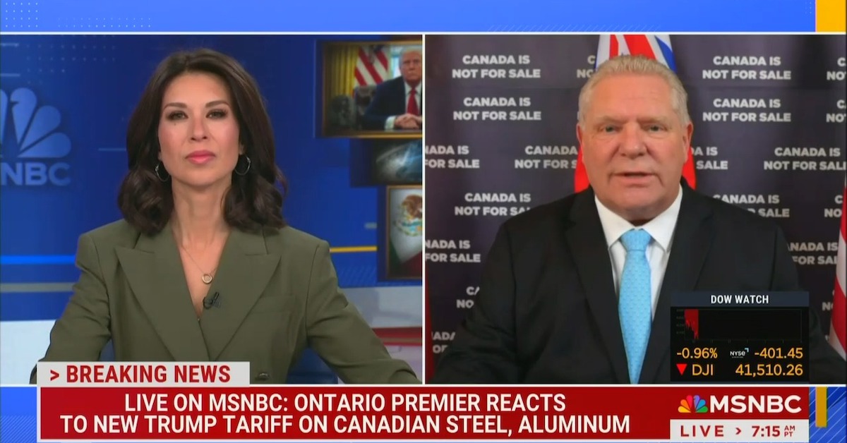 Ontario's Doug Ford Blames Trump For Escalating Trade War