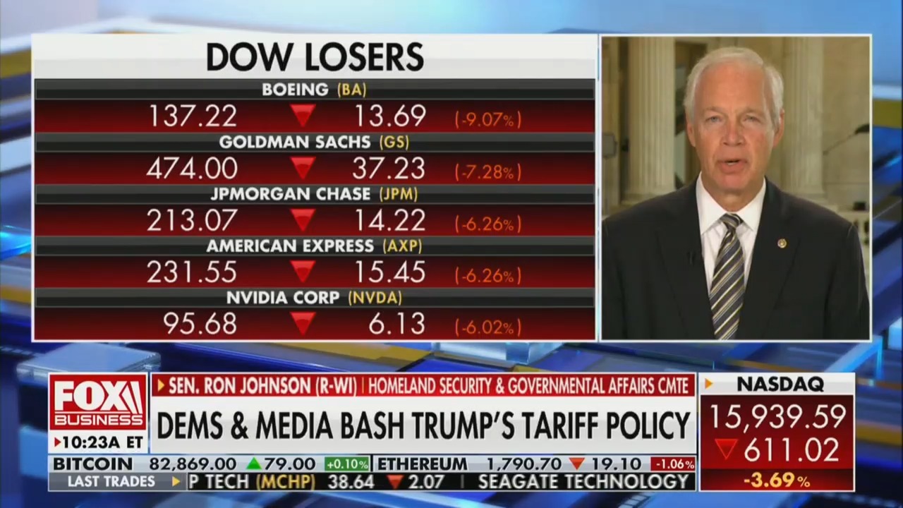 Sen Ron Johnson Voices Concern About Tariffs as Stocks Tank